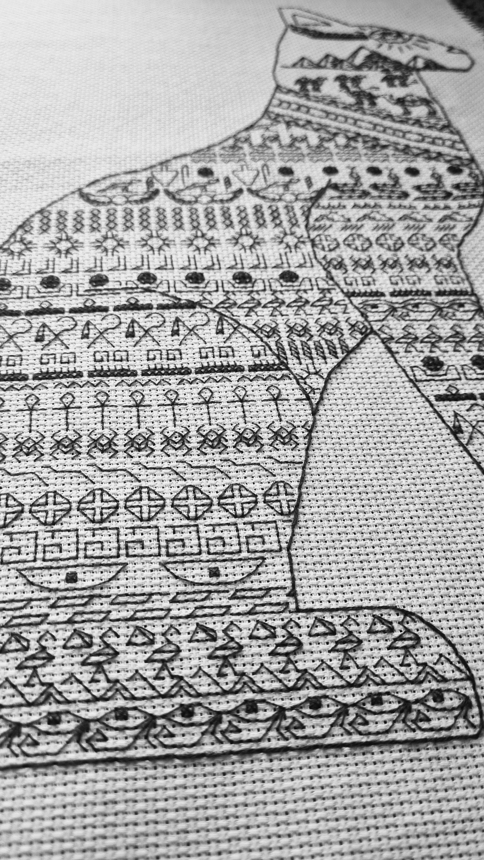 Blackwork Embroidery Pattern -ancient Egypt Cat- Unique Blackwork ...