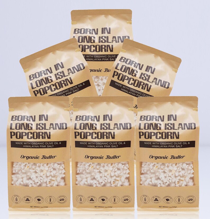 Born in Long Island Popcorn Organic Butter-6pk, 5 Oz Gluten Free, Non ...