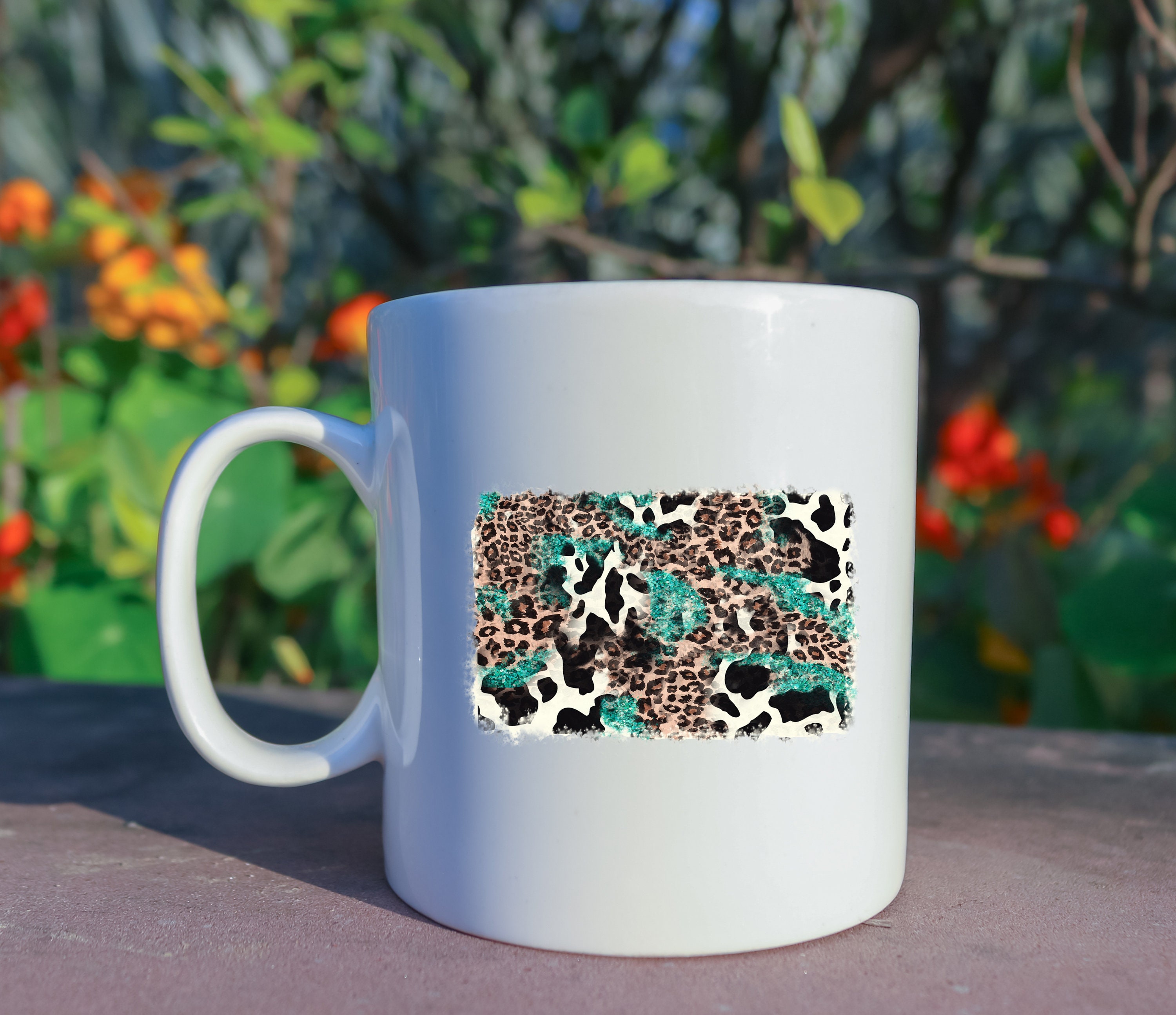 Cowhide Leopard Turquoise Glitter Background PNG Sublimation Design ...