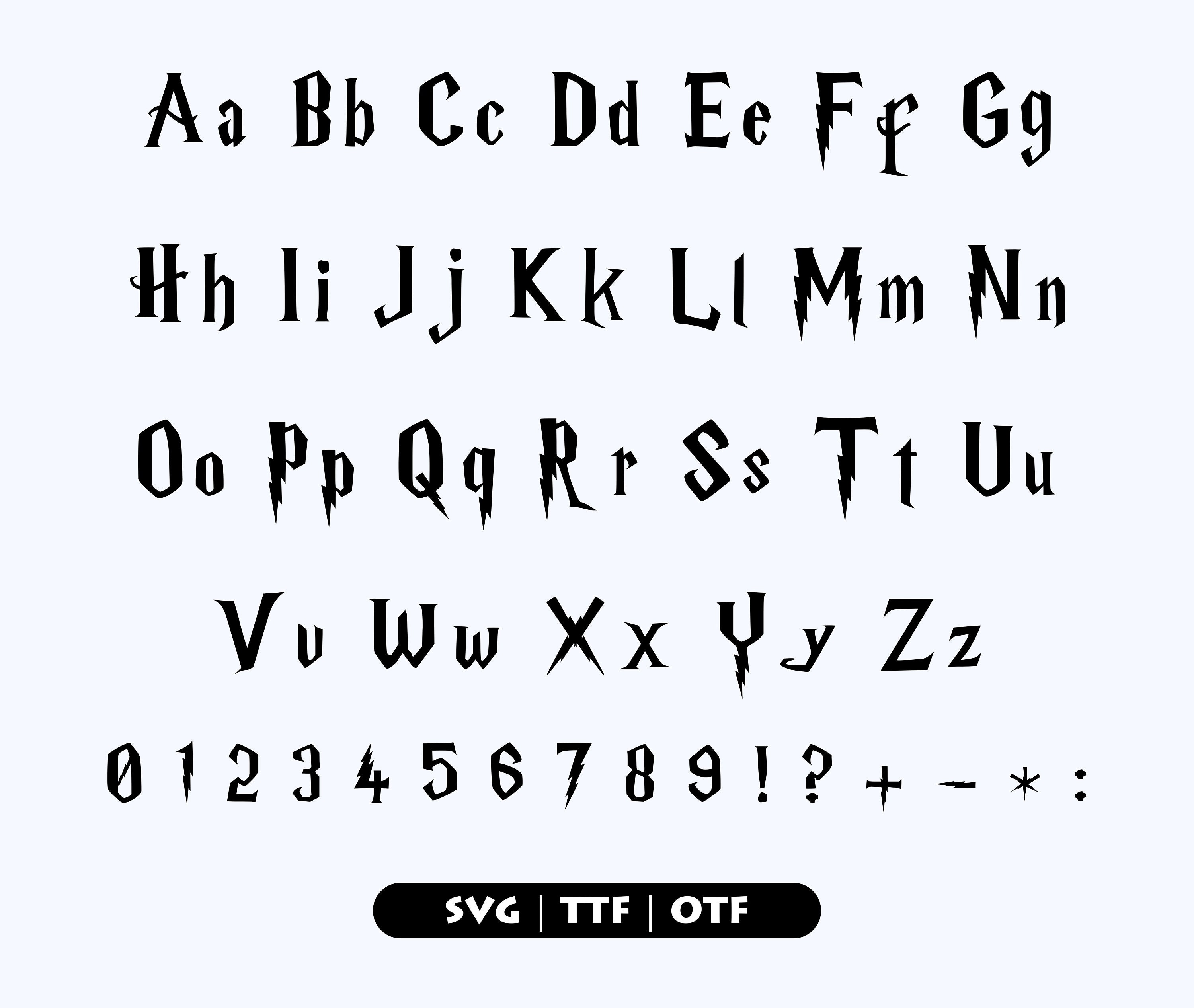 Fuente Potter SVG TTF, fuente Wizard SVG, fuente Magic, alfabeto Potter ...
