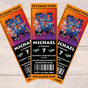 Space Jam Birthday Invitation, Space Jam Birthday Invite Ticket, Space ...