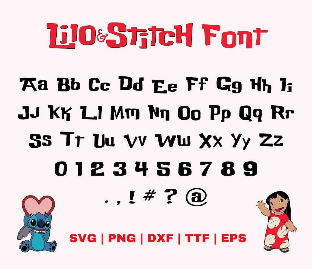 Lilo and Stitch Font SVG TTF Lilo and Stitch Alphabet SVG - Etsy