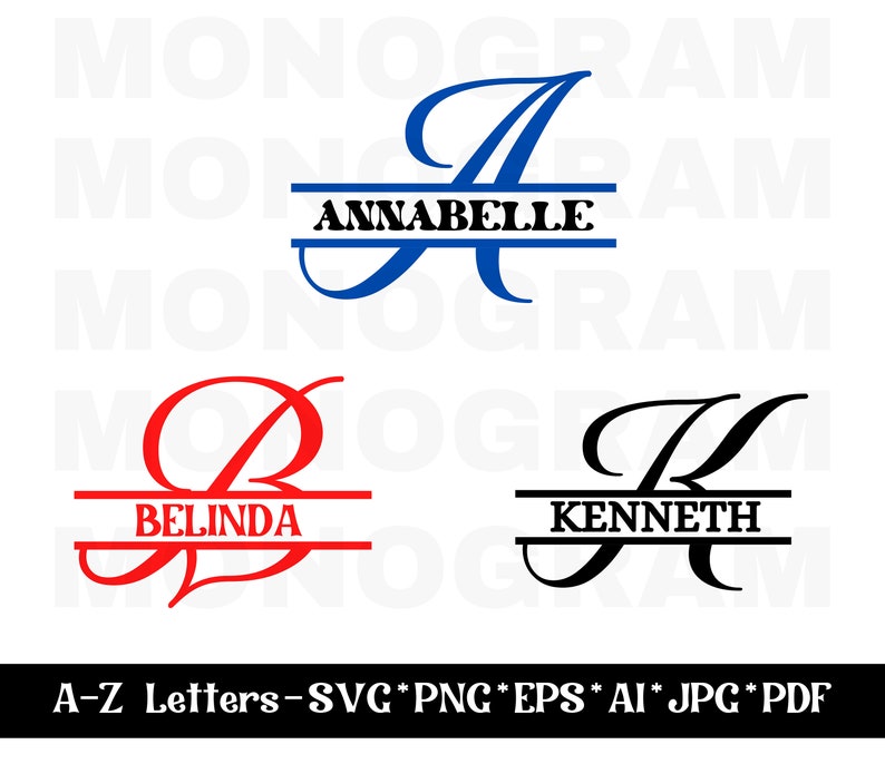Split Monogram SVG PNG Split Monogram Alphabet SVG Cricut - Etsy