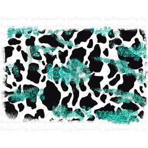 Cowhide Turquoise Glitter Background PNG Sublimation Design, Cowhide ...