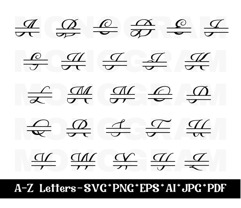 Split Monogram Svg Png Split Monogram Alphabet Svg Cricut Etsy