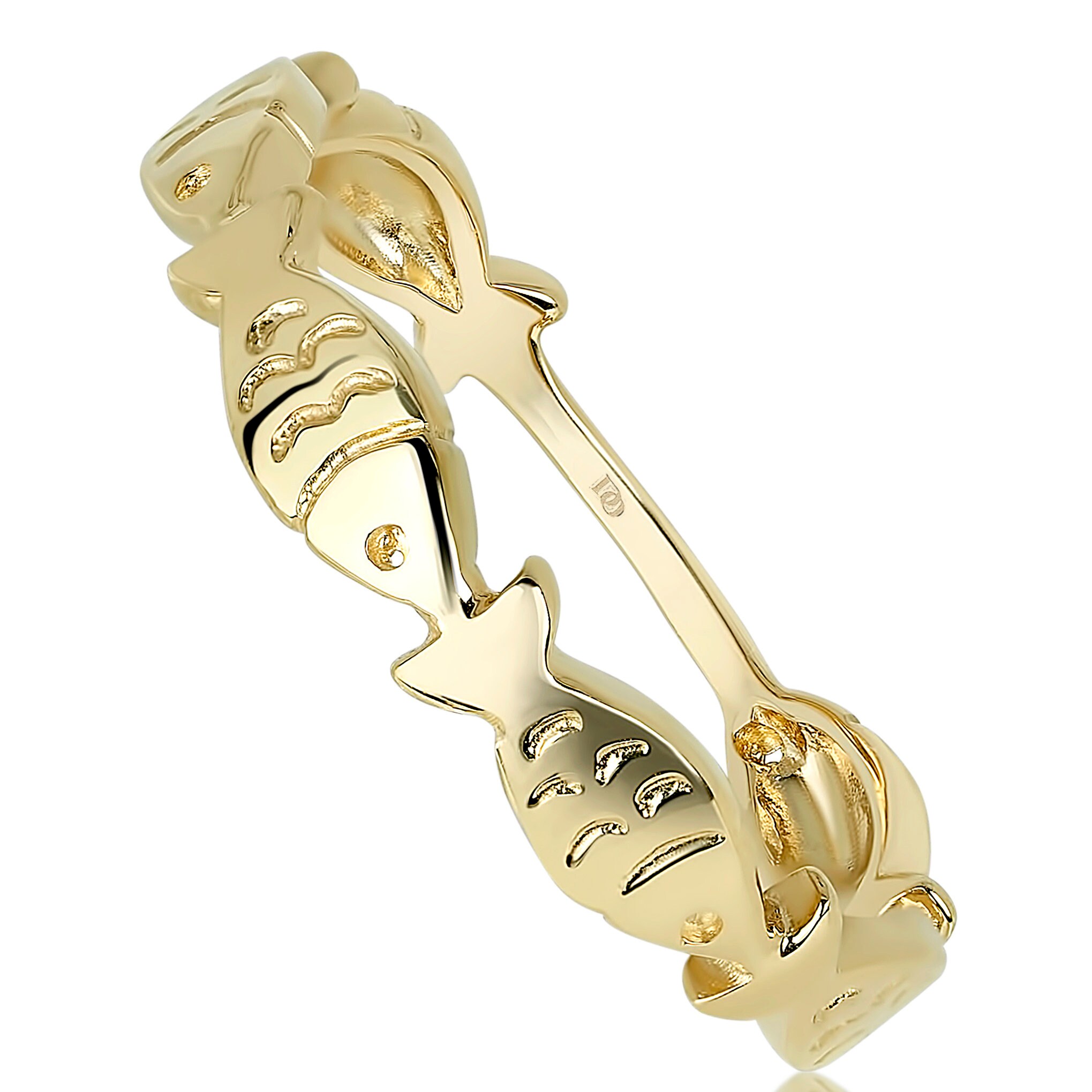 14K Gold Fish Ring Stackable Ring Solid Gold Ring - Etsy