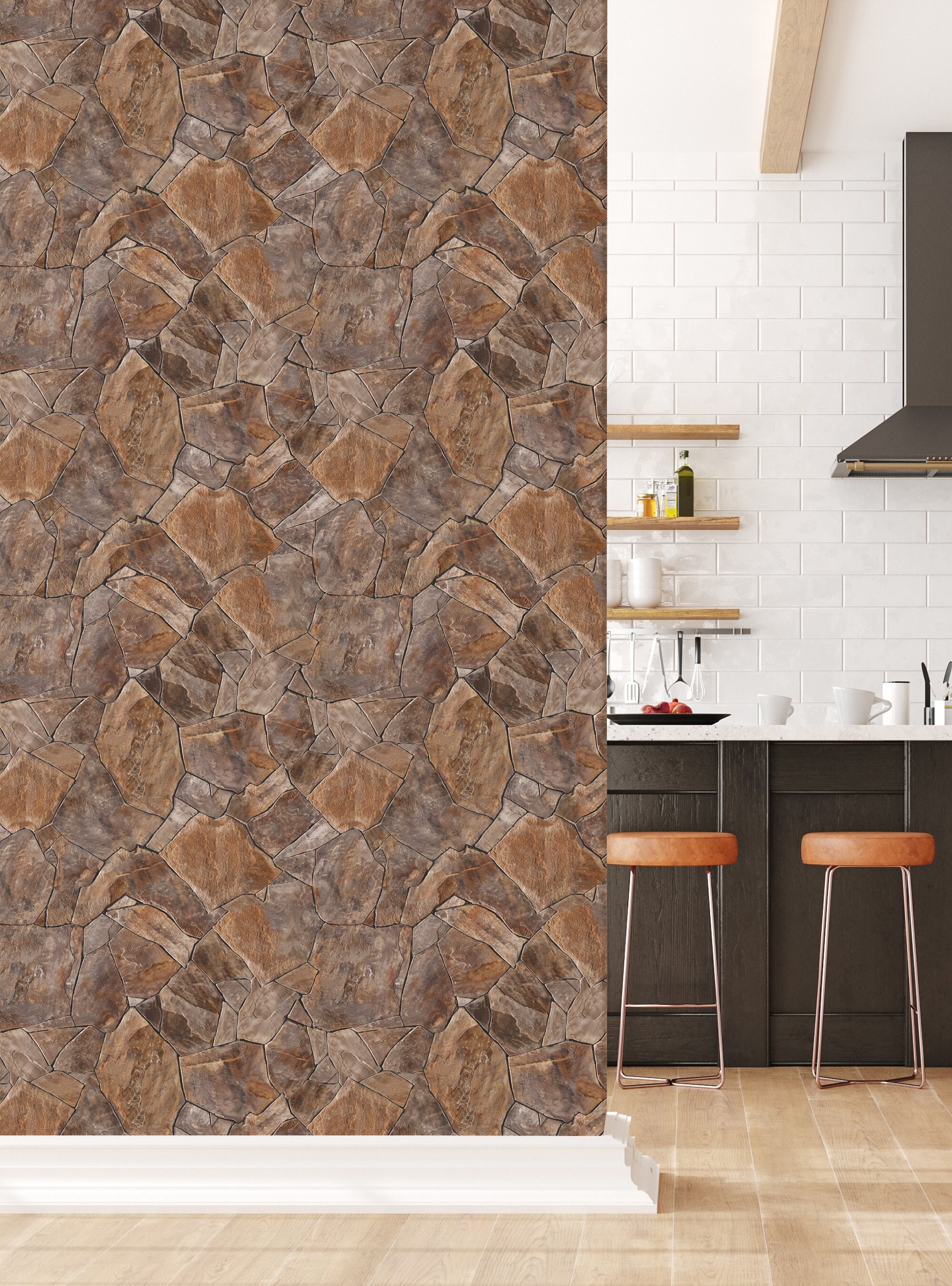 Split Stone Mosaic Stone Look, Dark, Wallpaper - Etsy