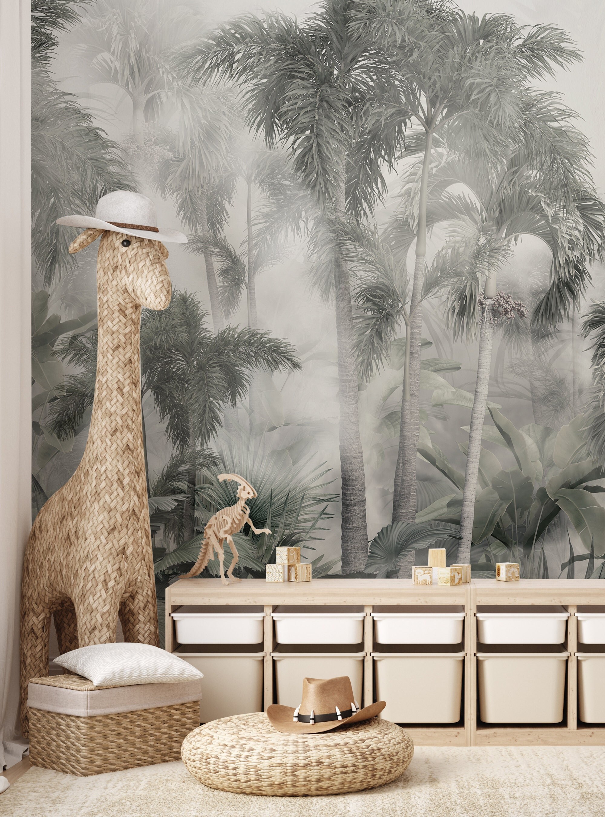 Misty Jungle Forest, Misty, Wall Mural Wallpaper - Etsy