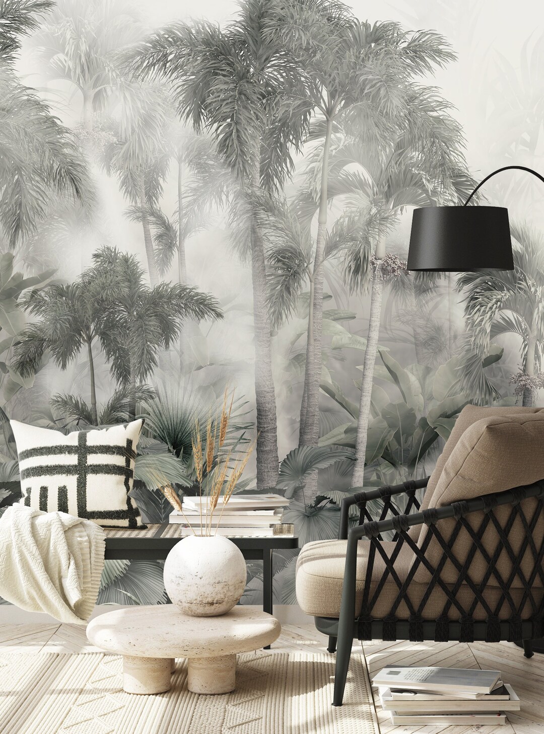 Misty Jungle Forest, Misty, Wall Mural Wallpaper - Etsy