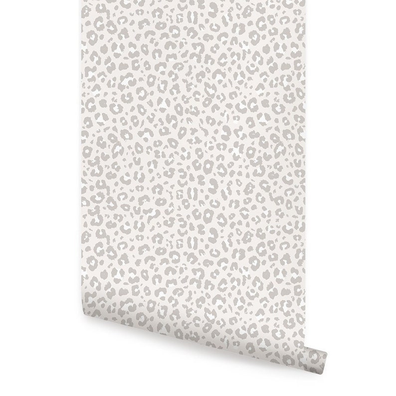 Animal Print Leopard Wallpaper, Light Grey, Wallpaper - Etsy