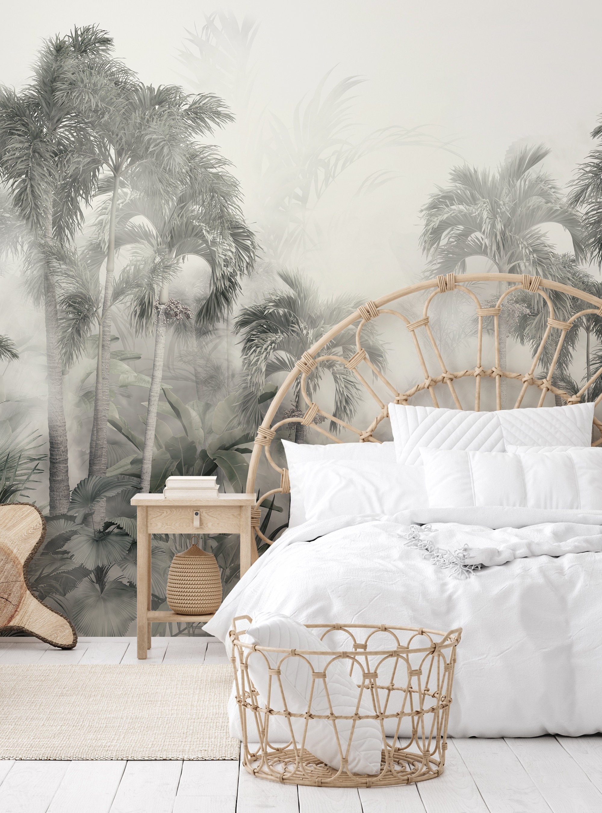 Misty Jungle Forest, Misty, Wall Mural Wallpaper - Etsy