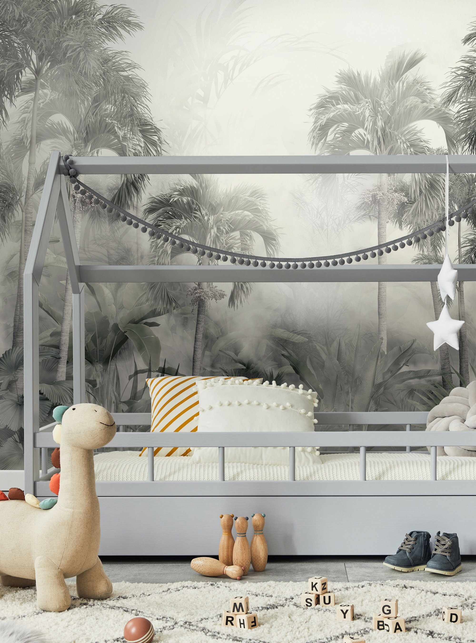 Misty Jungle Forest, Misty, Wall Mural Wallpaper - Etsy