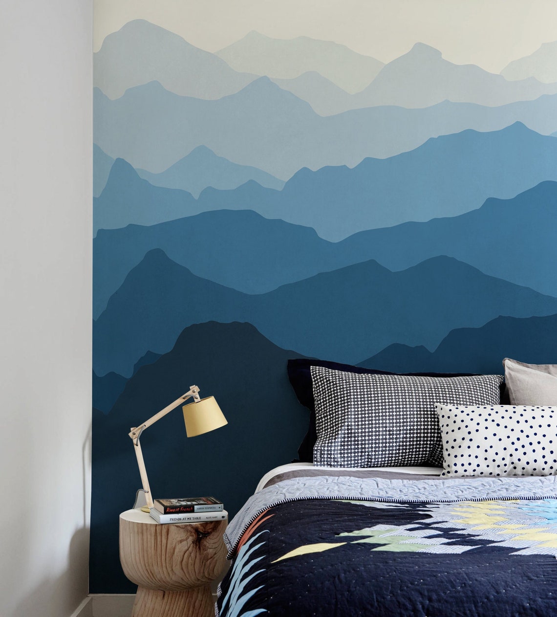 Mountain Mural Wallpaper Ocean Blue Ombre Mountain Extra - Etsy