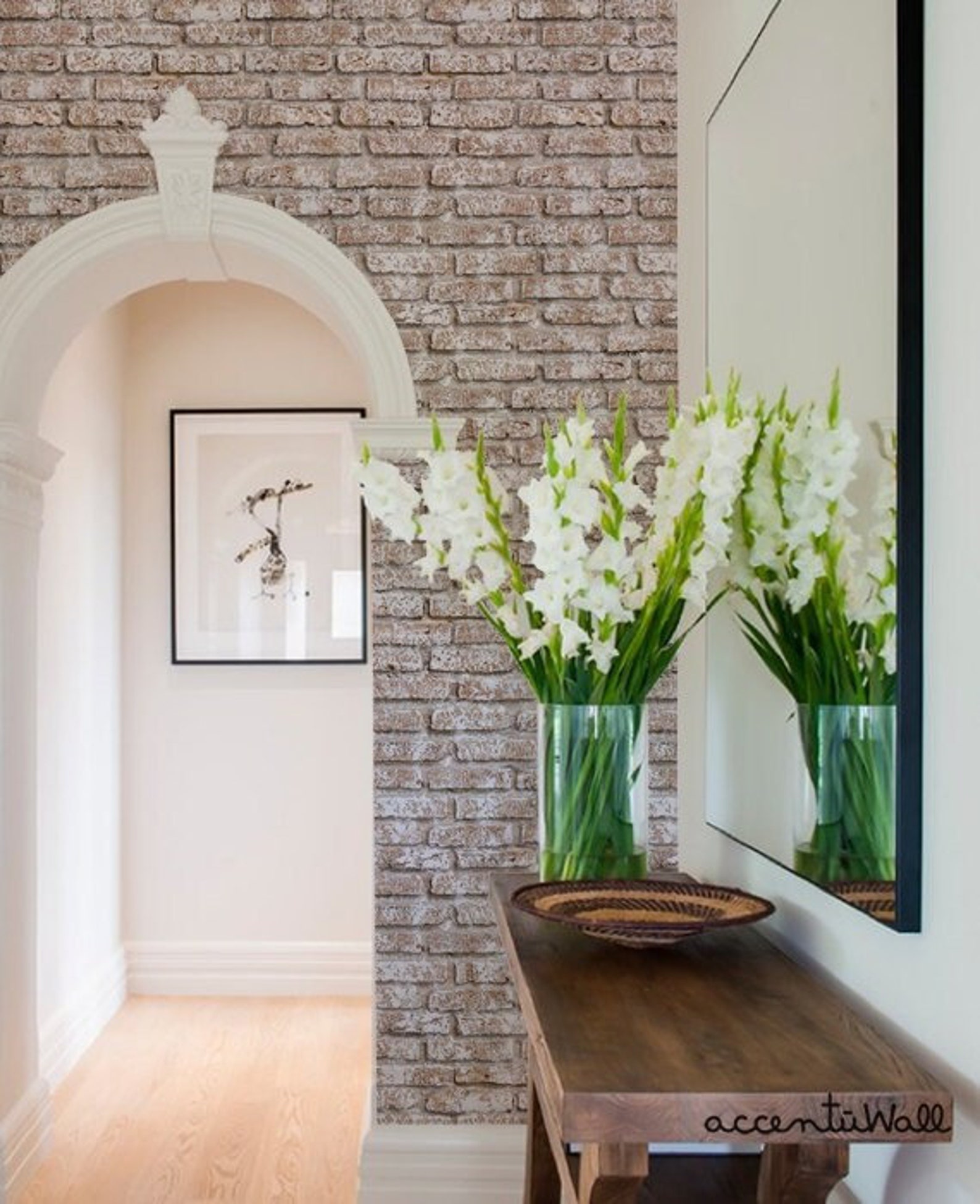 Whitewashed Vintage Brick Wallpaper - Etsy