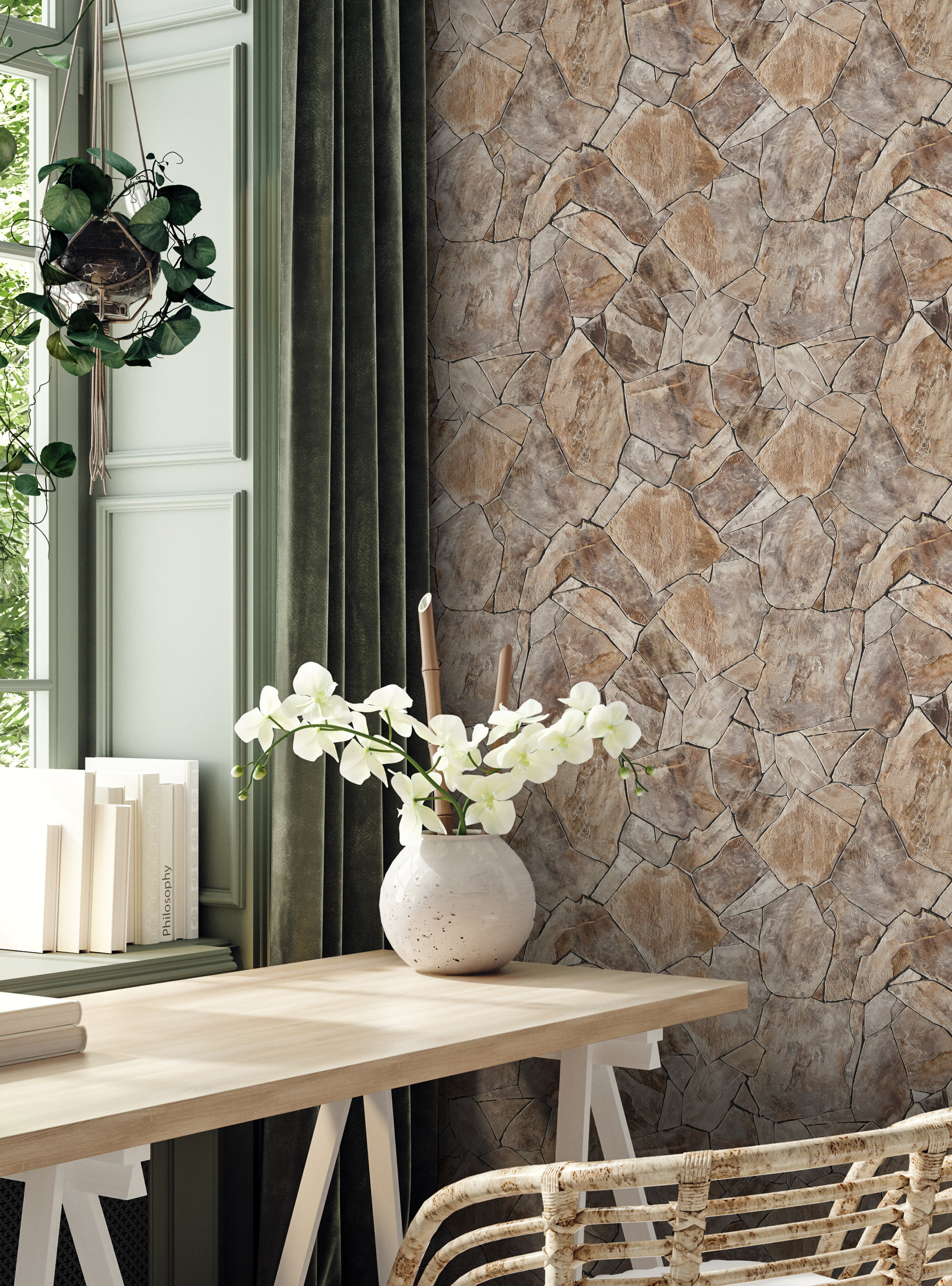 Split Stone Mosaic Stone Look, Light, Wallpaper - Etsy