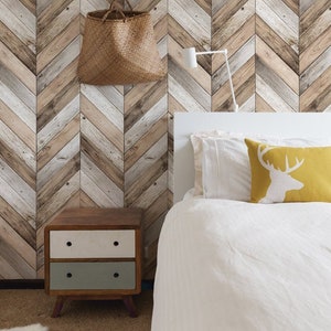 Chevron Wood Herringbone Wallpaper, Original Brown, Wallpaper - Etsy