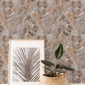 Split Stone Mosaic Stone Look, Light, Wallpaper - Etsy