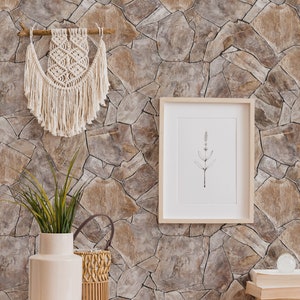 Split Stone Mosaic Stone Look, Light, Wallpaper - Etsy