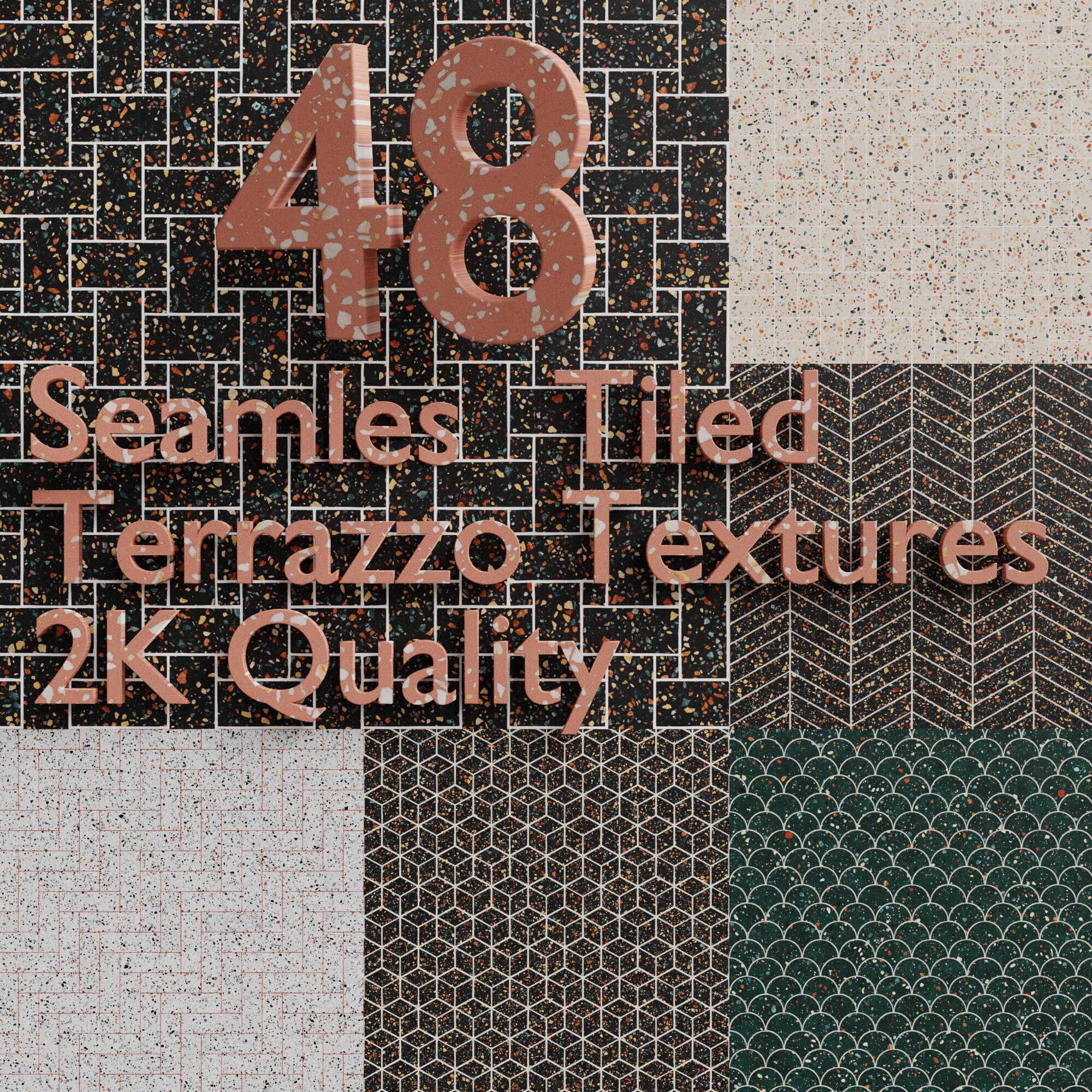 Terrazzo Tiled Textures Mega Pack 0f 48 2K Quality - Etsy