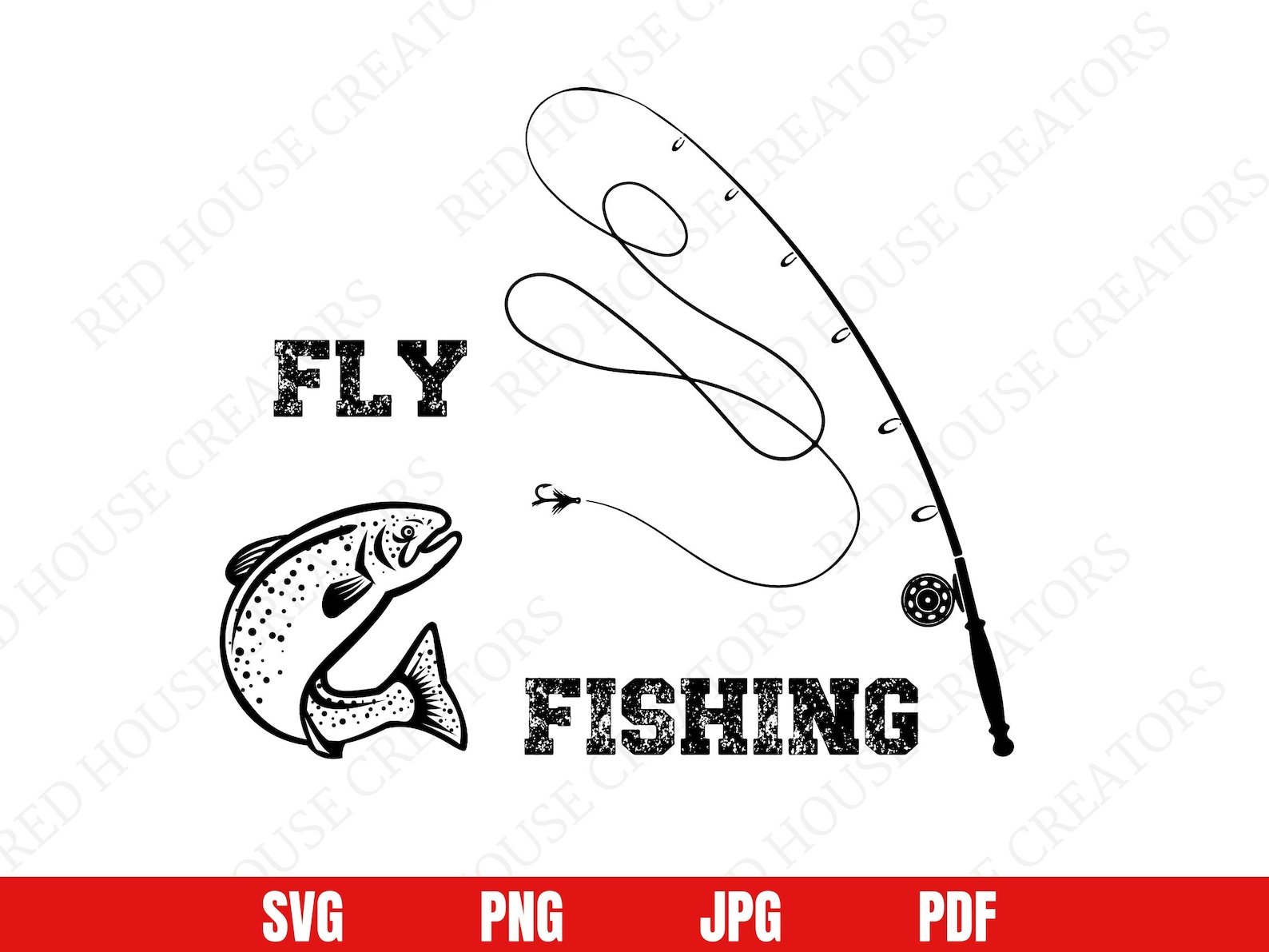 Fly Fishing SVG, Fish SVG, Fly Fishing Vector, Fly Fishing PNG, Trout ...