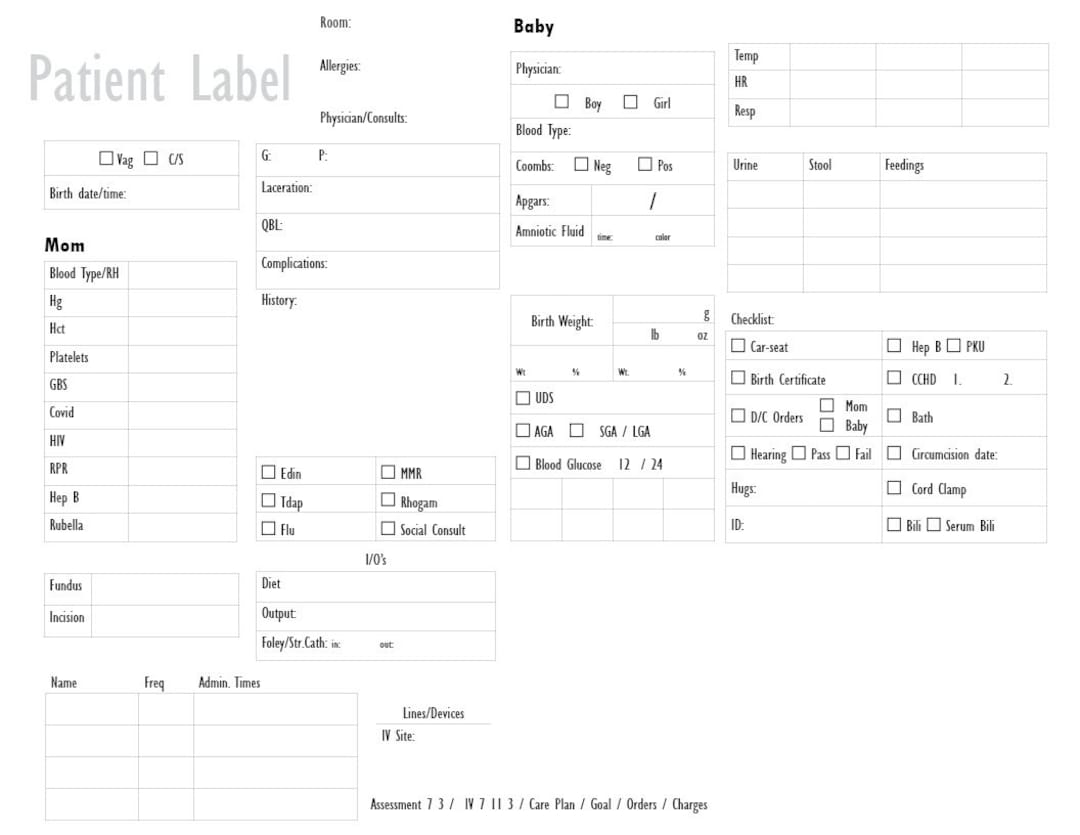 Post-partum (mother Baby) Report Sheet - Etsy