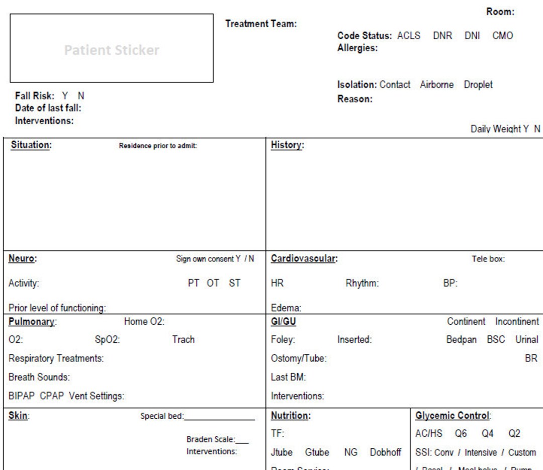 Med/surg Report Sheet - Etsy