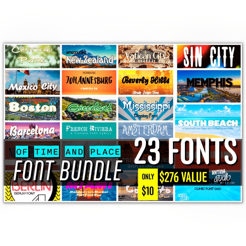 Of Time and Place Font Bundle Retro Font Bundle, Font Bundle for Cricut ...