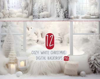 Cozy White Christmas Digital Backdrops Studio Holiday Winter PNG ...