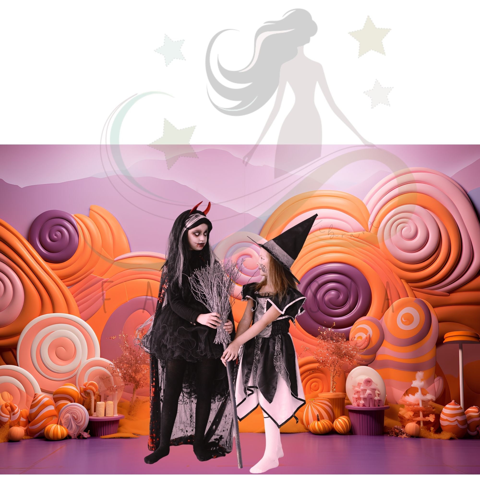 Candyland Halloween Digital Backdrops, Rainbow Backdrops, Children ...