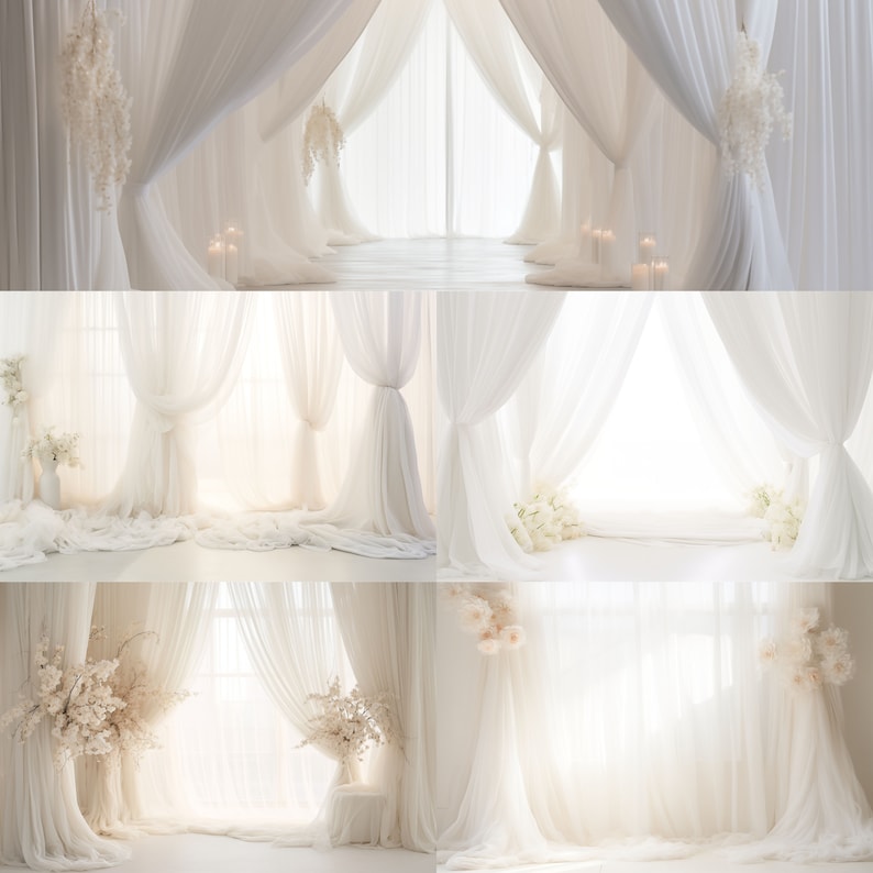 White Curtains Digital Backdrops Maternity Backgrounds Texture Overlays ...