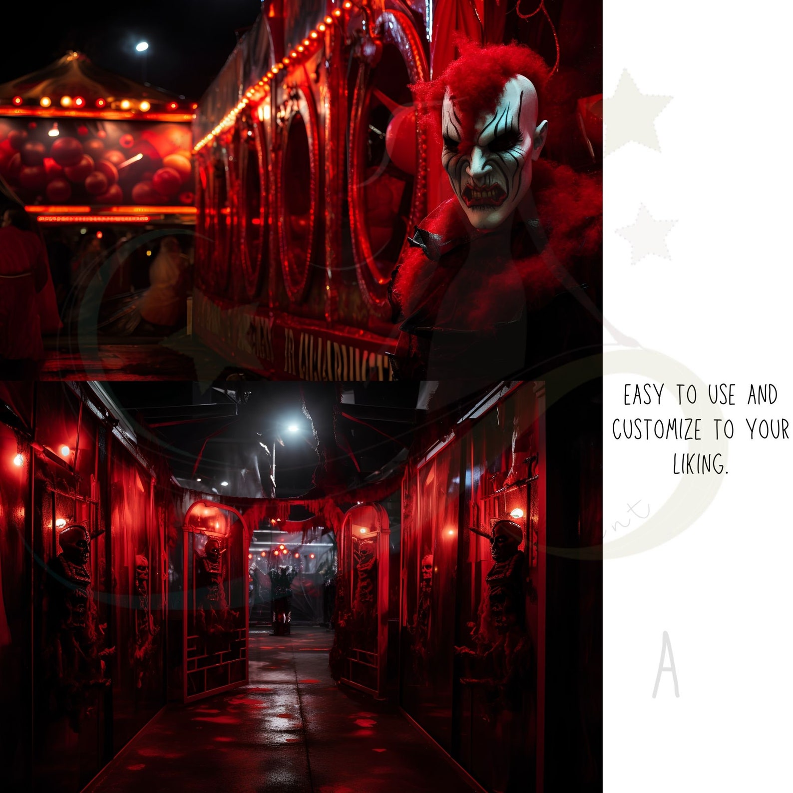 Halloween Cursed Carnival at Midnight Digital Backdrop, Halloween ...