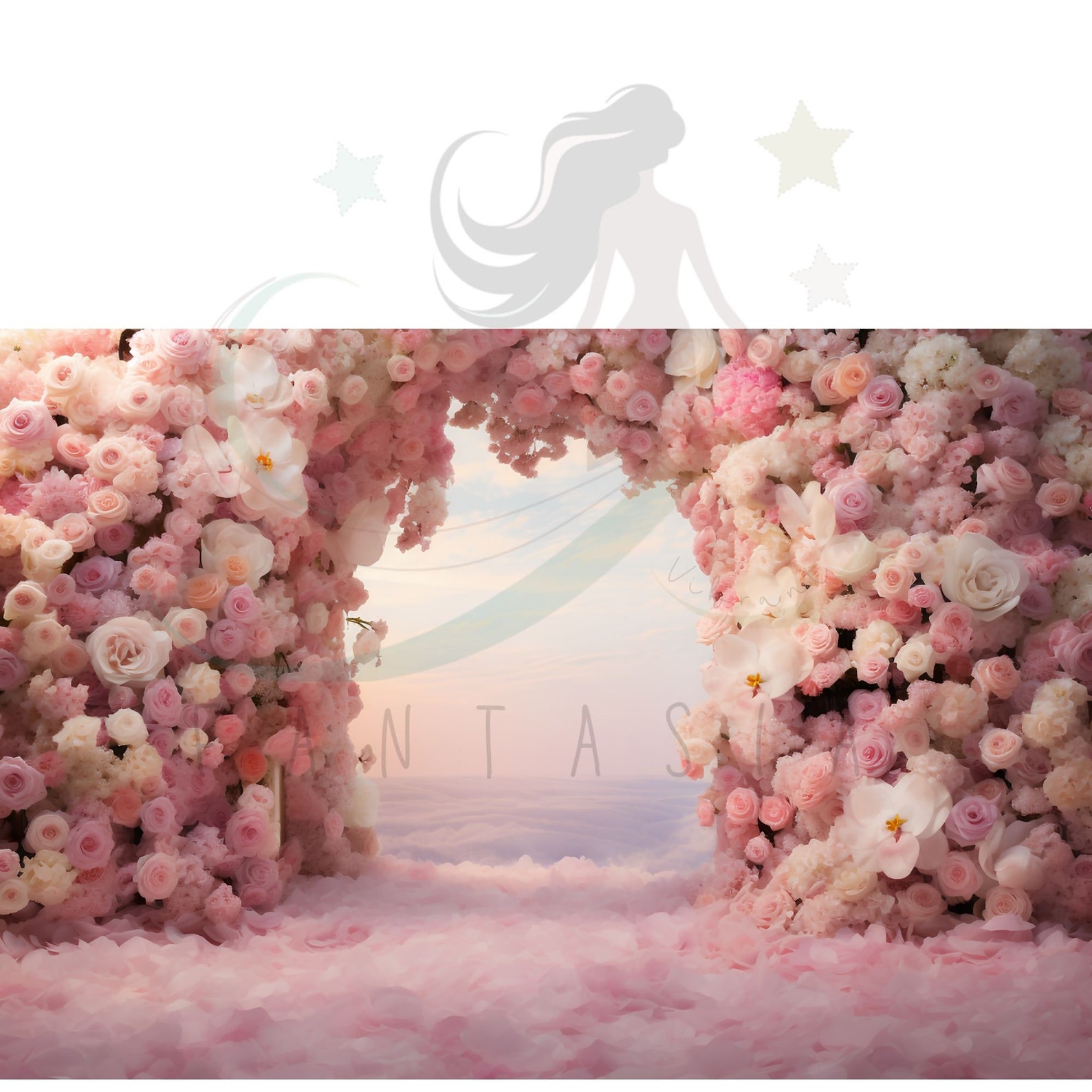 Pink Floral Wedding Digital Backdrop Romantic Flower Arch Background ...