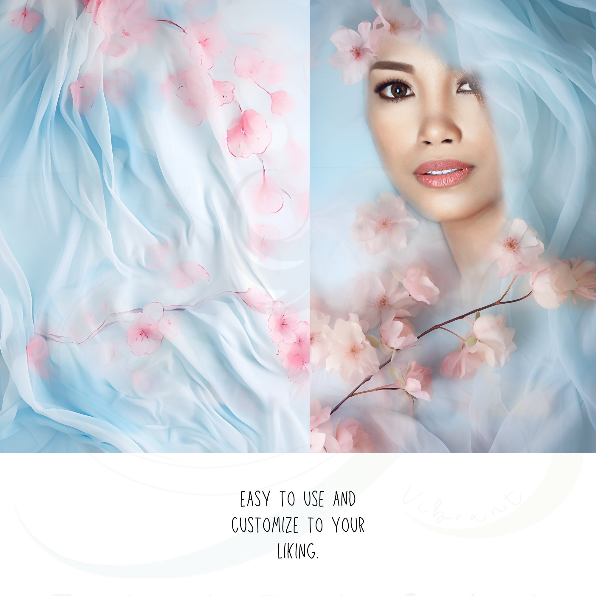 Sakura Cherry Blossom Digital Backdrops, Soft Fabric Texture ...