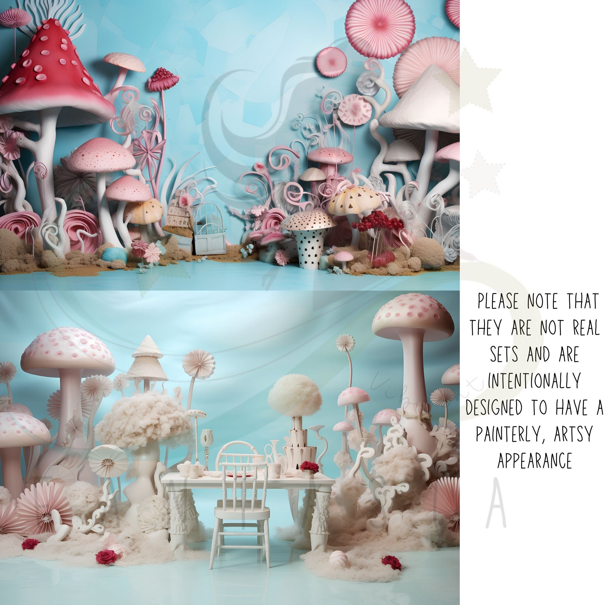 Alice in Wonderland Digital Backdrops, Pastel Enchanted Garden Photo ...