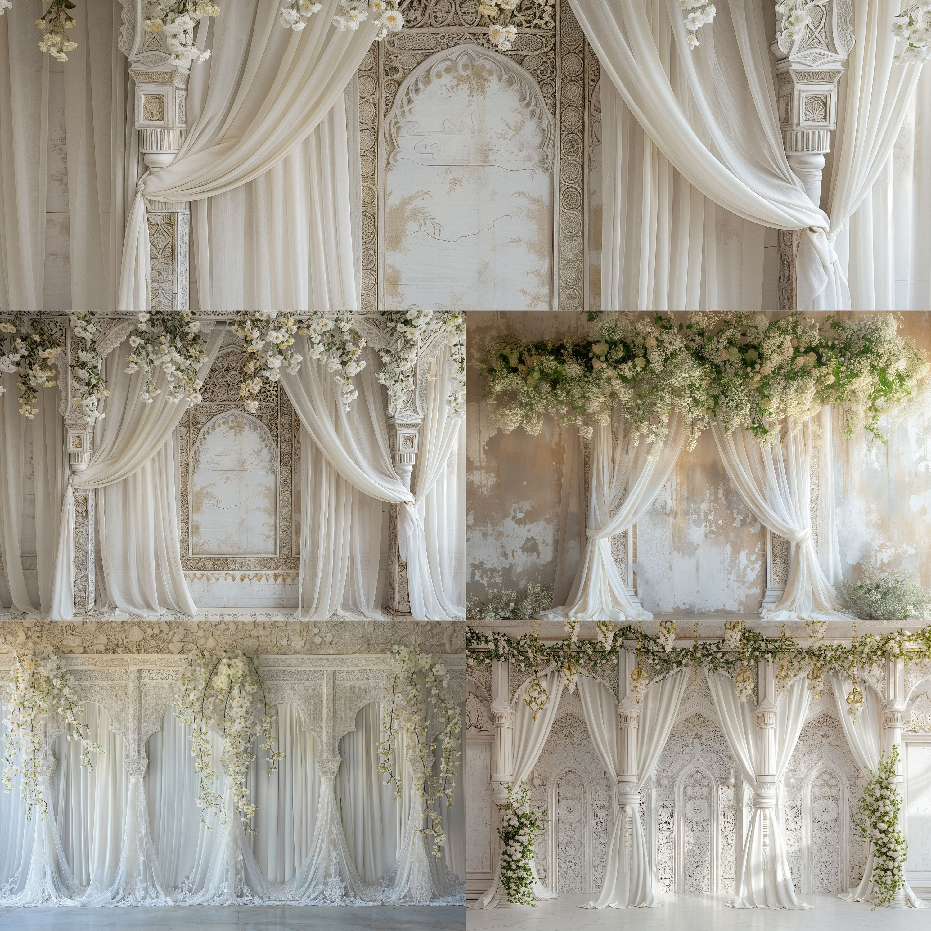 Arabic Wedding Digital Backdrops, 8 Elegant White Floral Photography ...