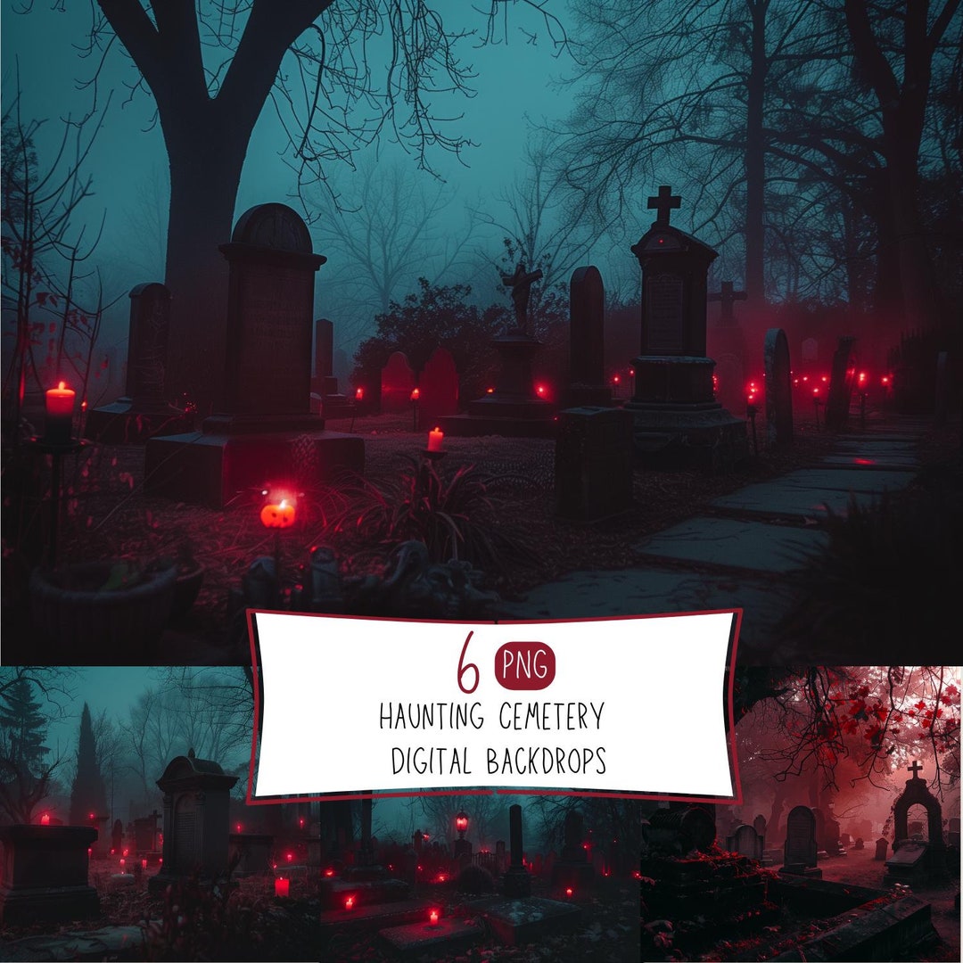 Haunting Cemetery Digital Backdrops, Photography Backgrounds, Halloween ...