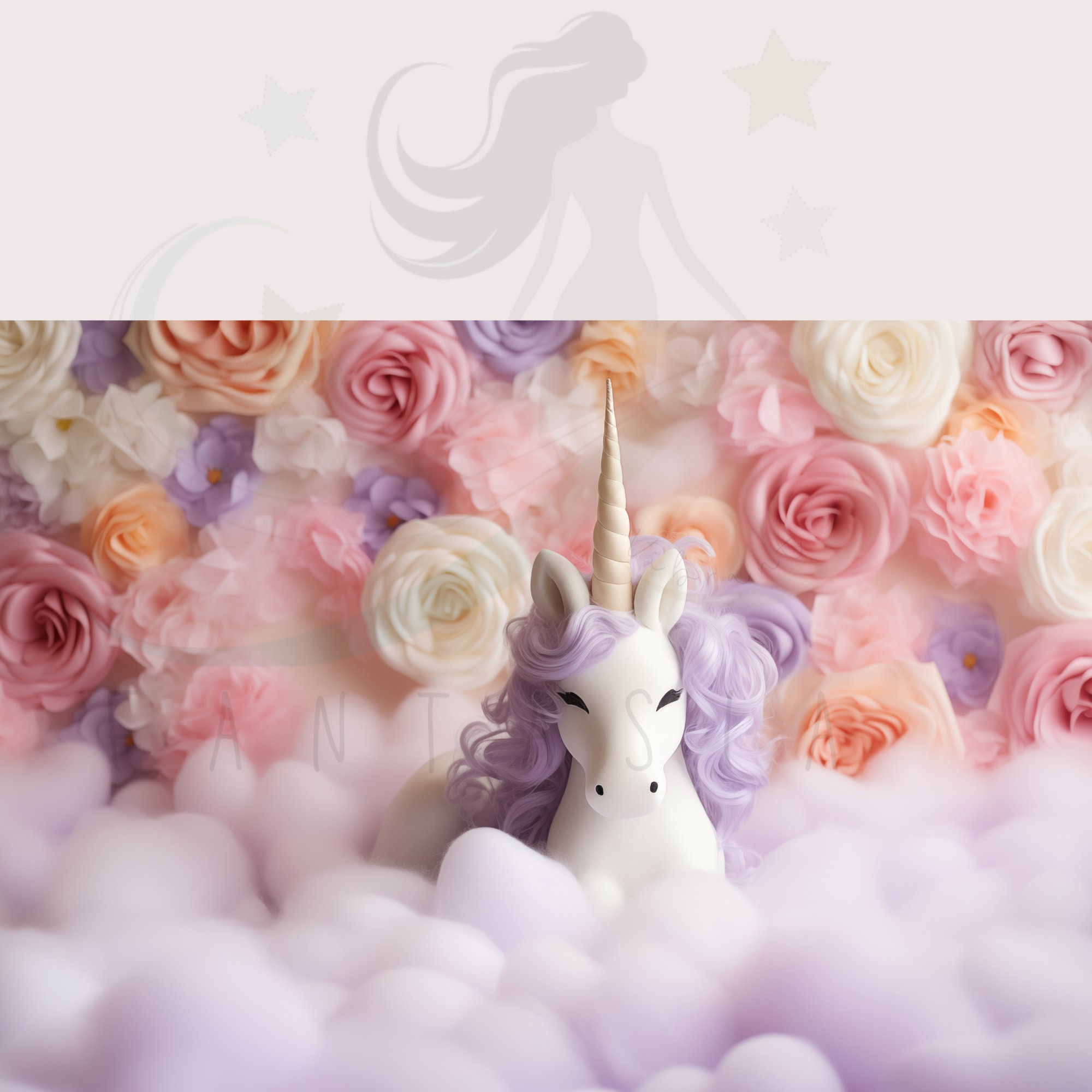 Dreamy Unicorn Digital Backdrop, Pastel Unicorn Background, Studio ...