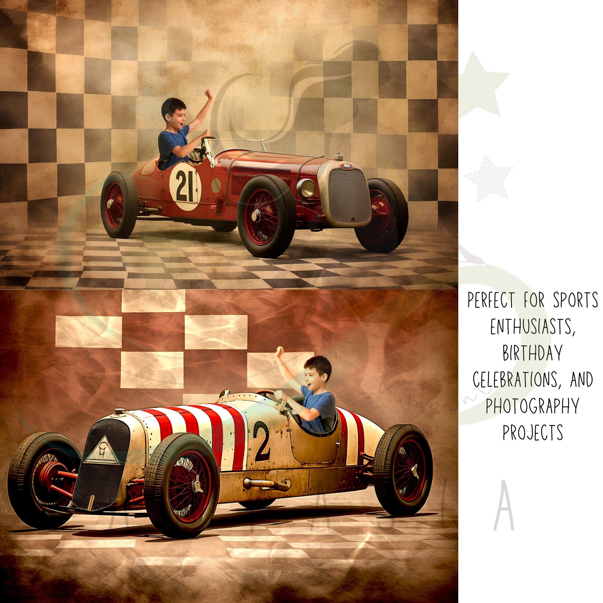 Vintage Formula One Digital Backdrops, Race Cars Birthday Poster ...