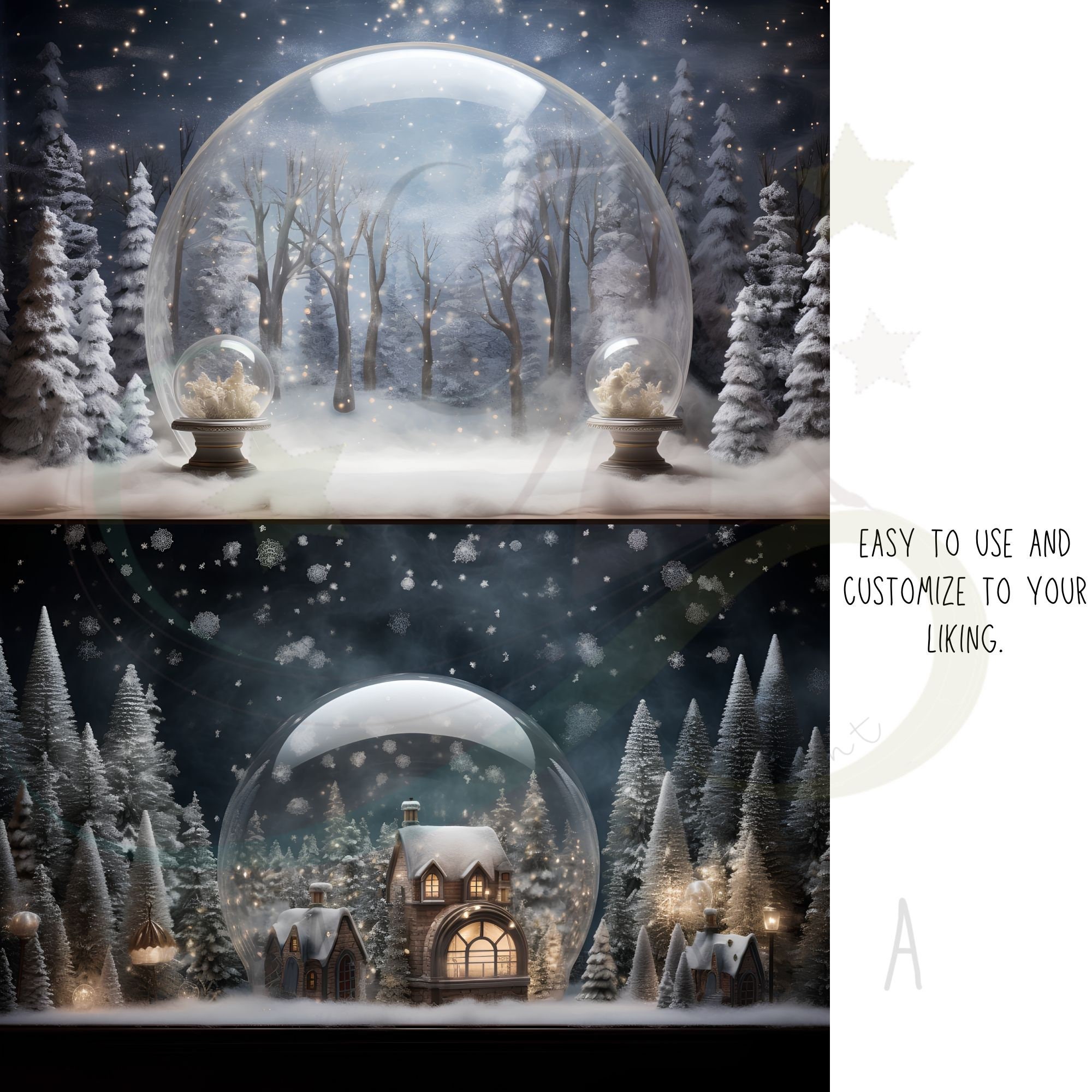 Christmas Snow Globe Digital Backdrops, Studio Backdrops Holiday ...