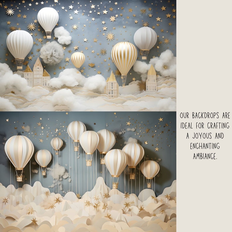 Hot Air Balloon Digital Backdrops, Studio Backdrops Cake Smash ...