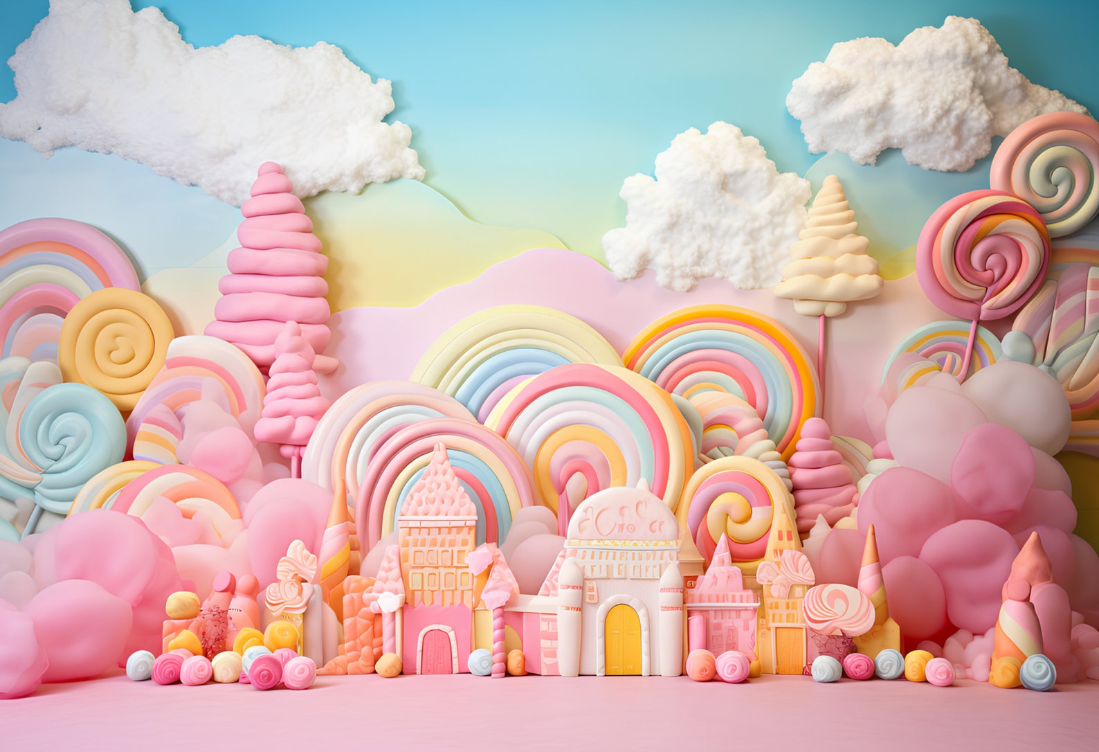 Candyland Haunt Digital Backdrops, Rainbow Backdrops, Children Birthday ...
