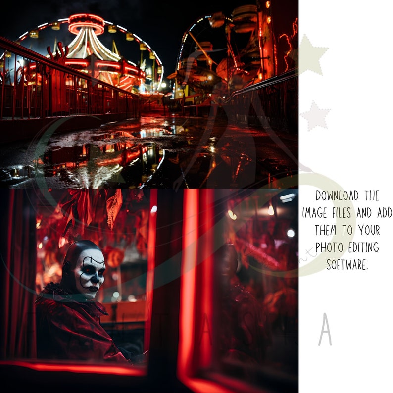 Halloween Cursed Carnival at Midnight Digital Backdrop, Halloween ...