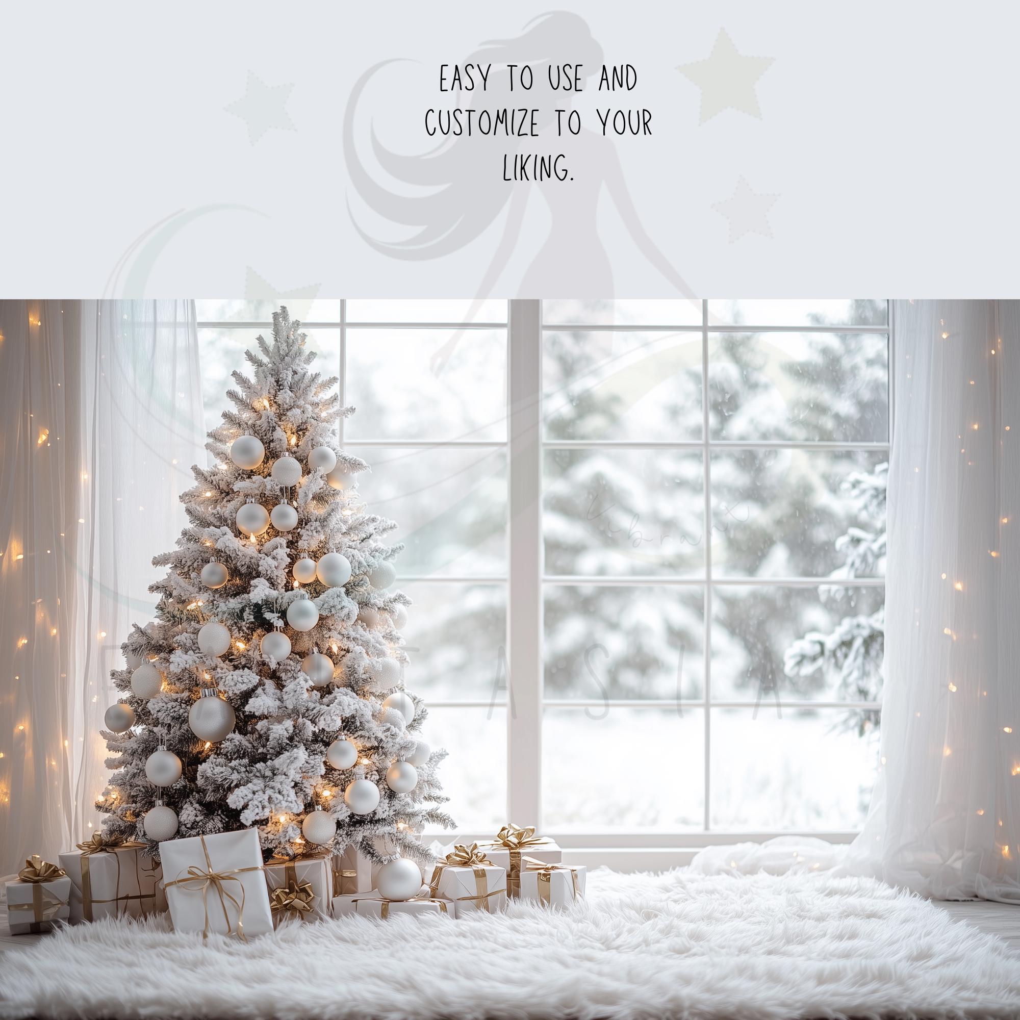 Cozy White Christmas Digital Backdrops Studio Holiday Winter PNG ...