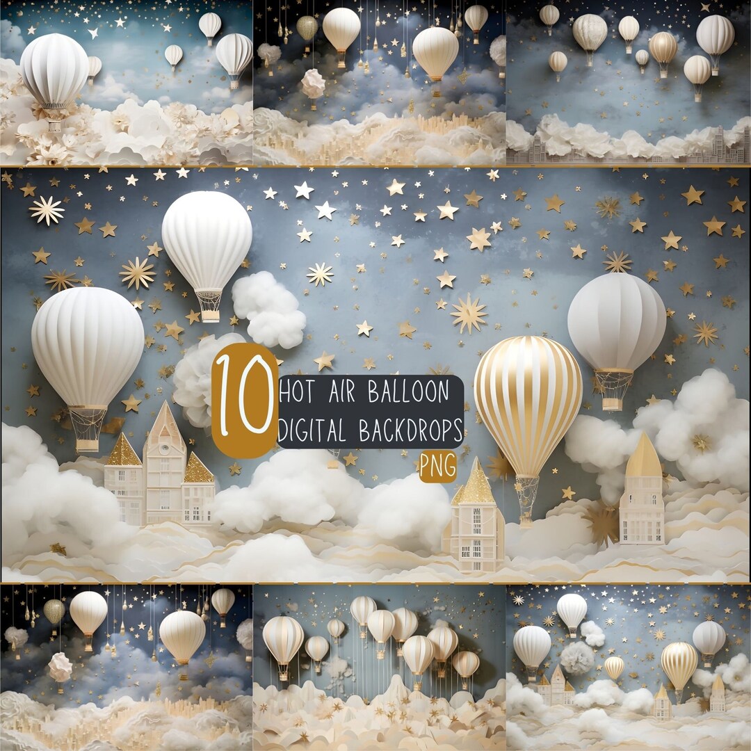 Hot Air Balloon Digital Backdrops, Studio Backdrops Cake Smash ...