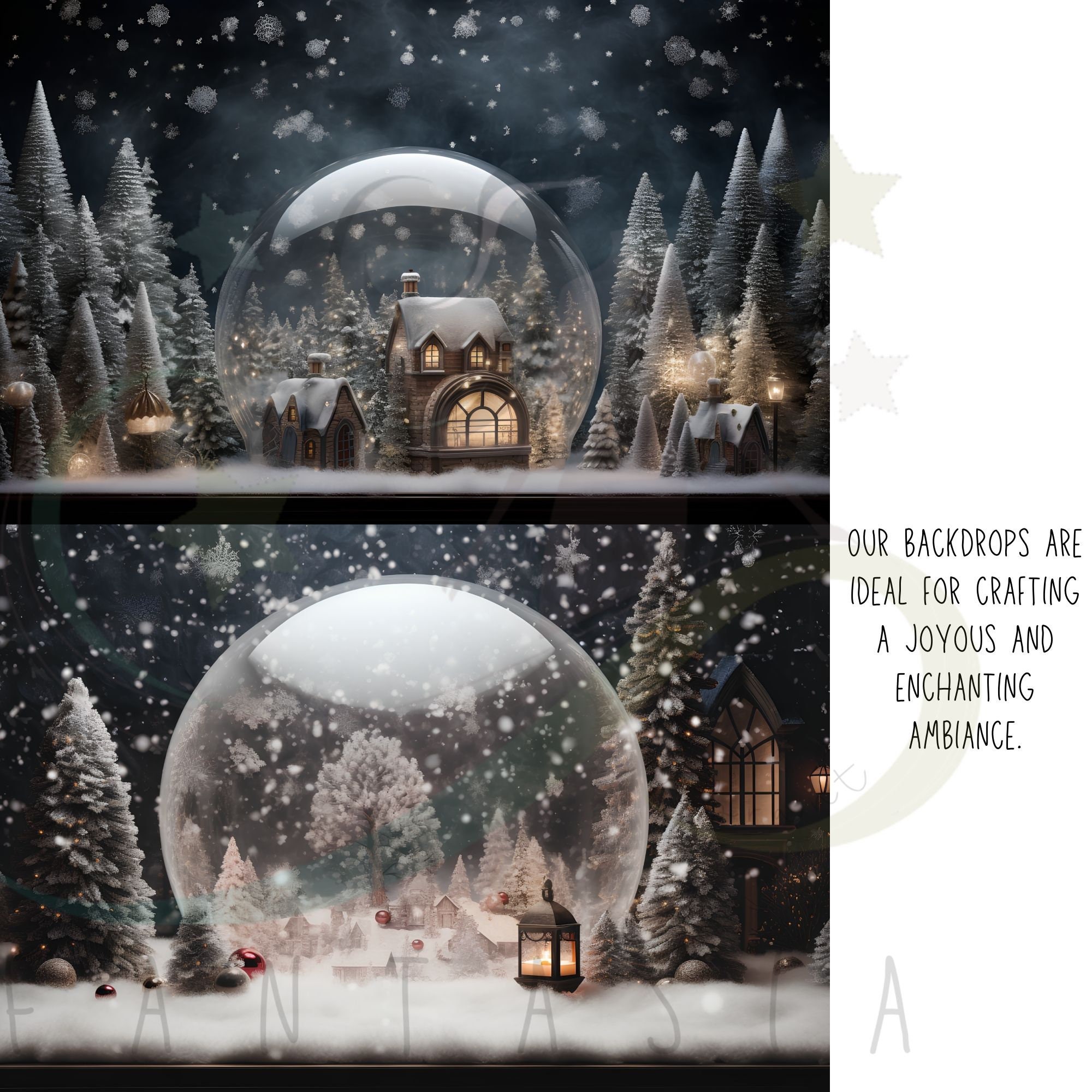 Christmas Snow Globe Digital Backdrops, Studio Backdrops Holiday ...