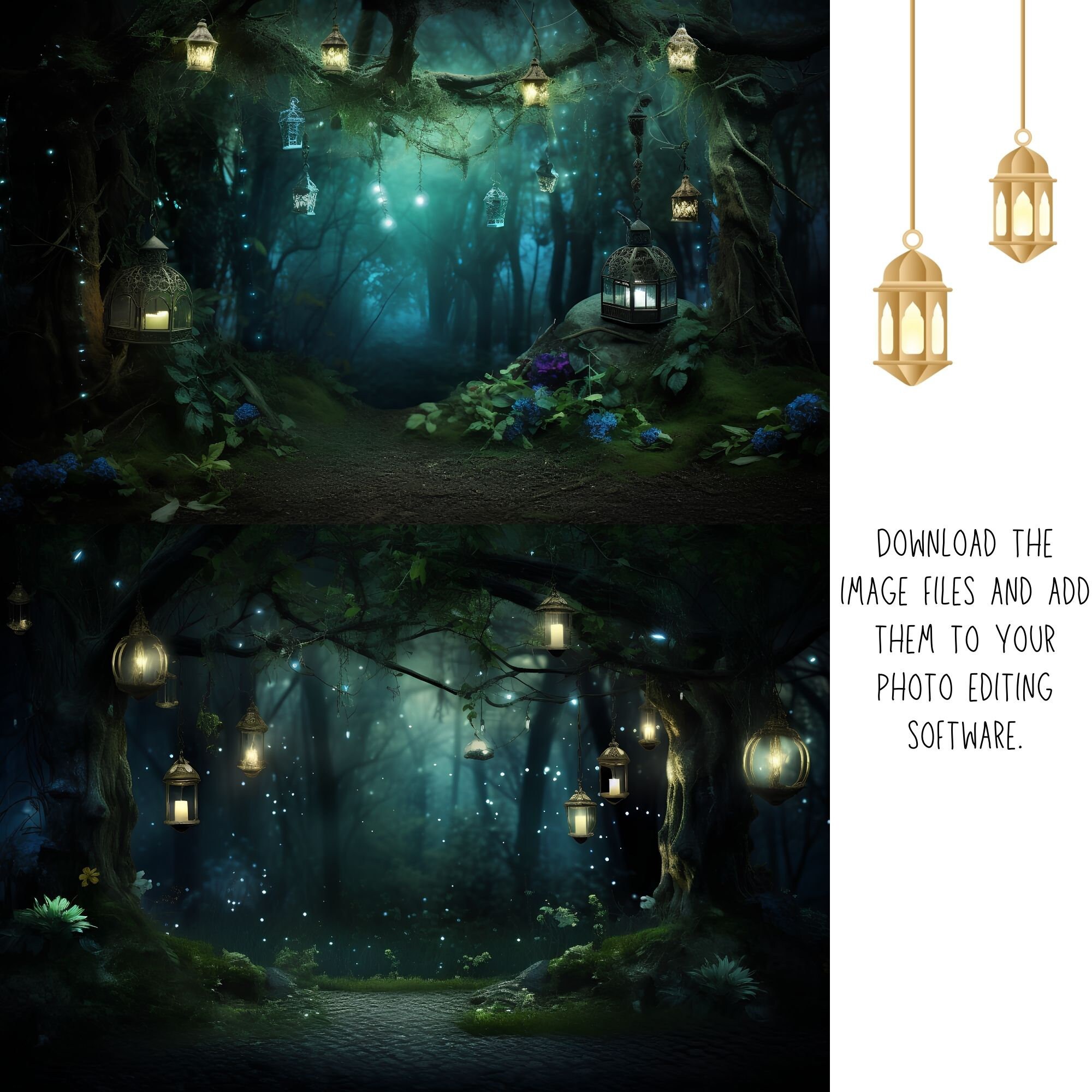 Enchanted Forest Digital Backdrops - Magical Whimsical Forest PNG ...