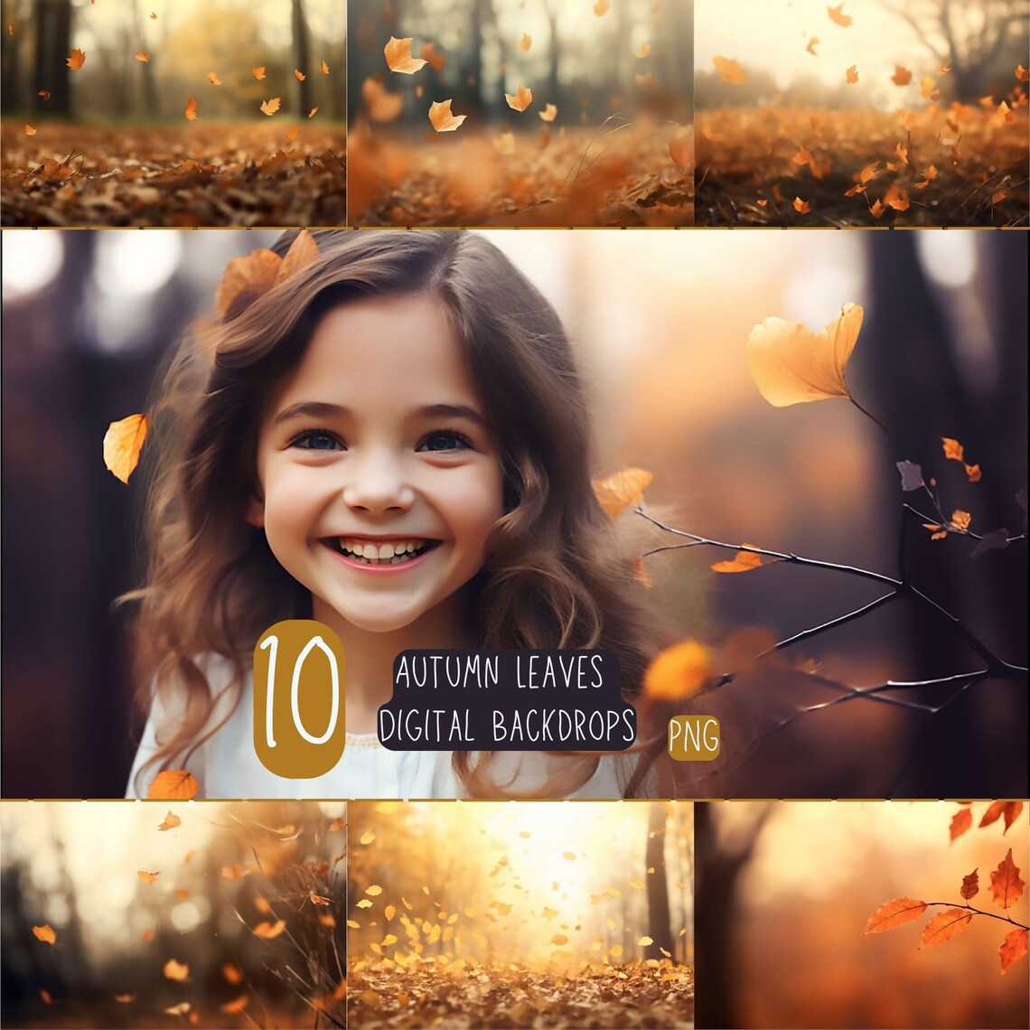 Autumn Leaves Digital Backdrops, Fall Background, Tree Branch Overlays ...