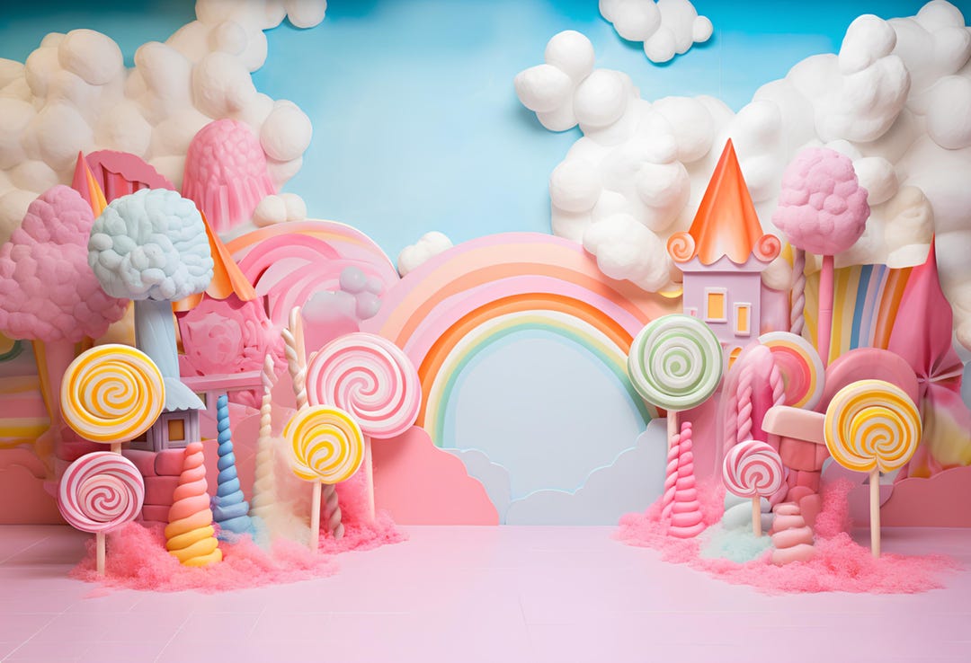 Candyland Haunt Digital Backdrops, Rainbow Backdrops, Children Birthday ...