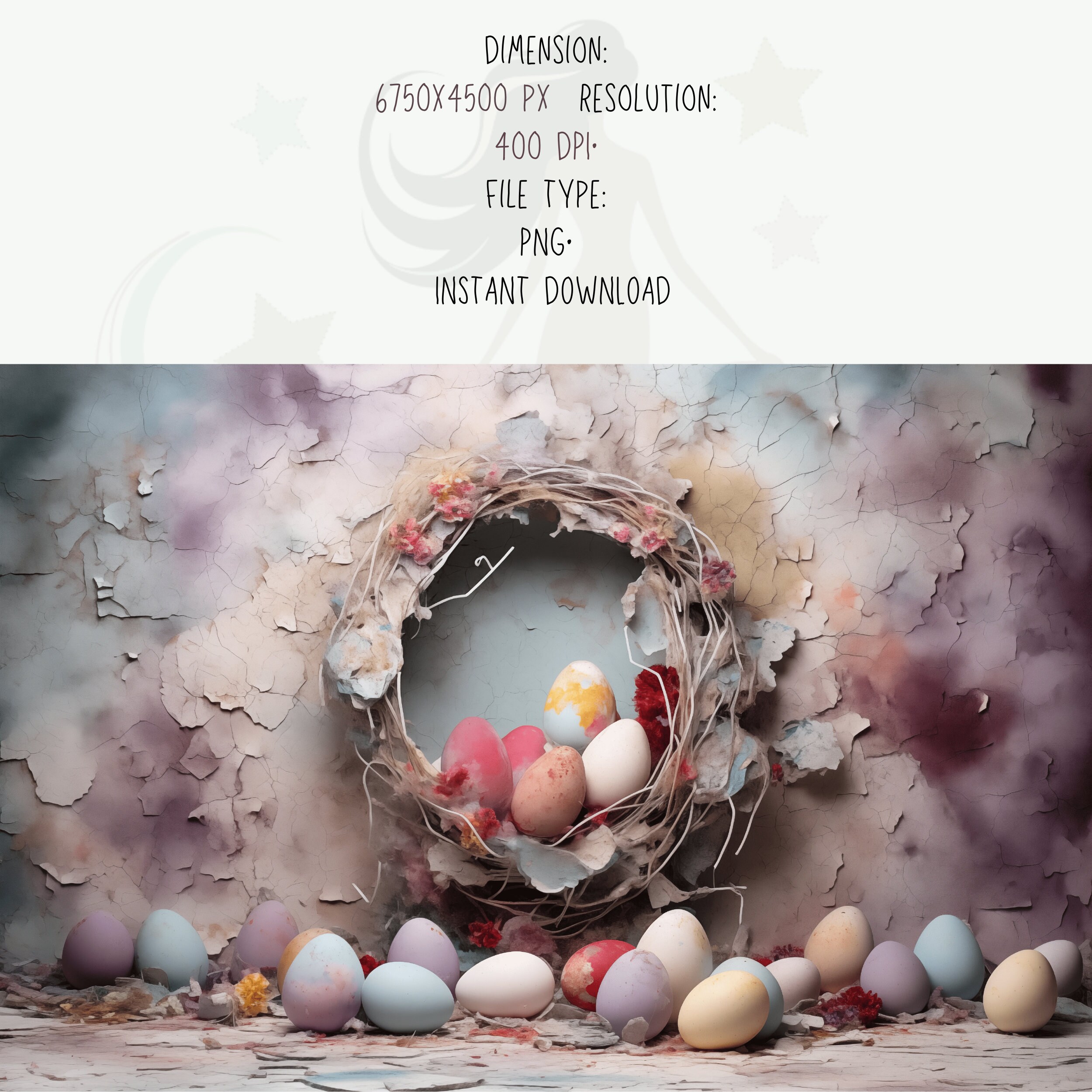 Easter Cracked Egg Digital Backdrops, Egg Photo Prop Backgrounds ...