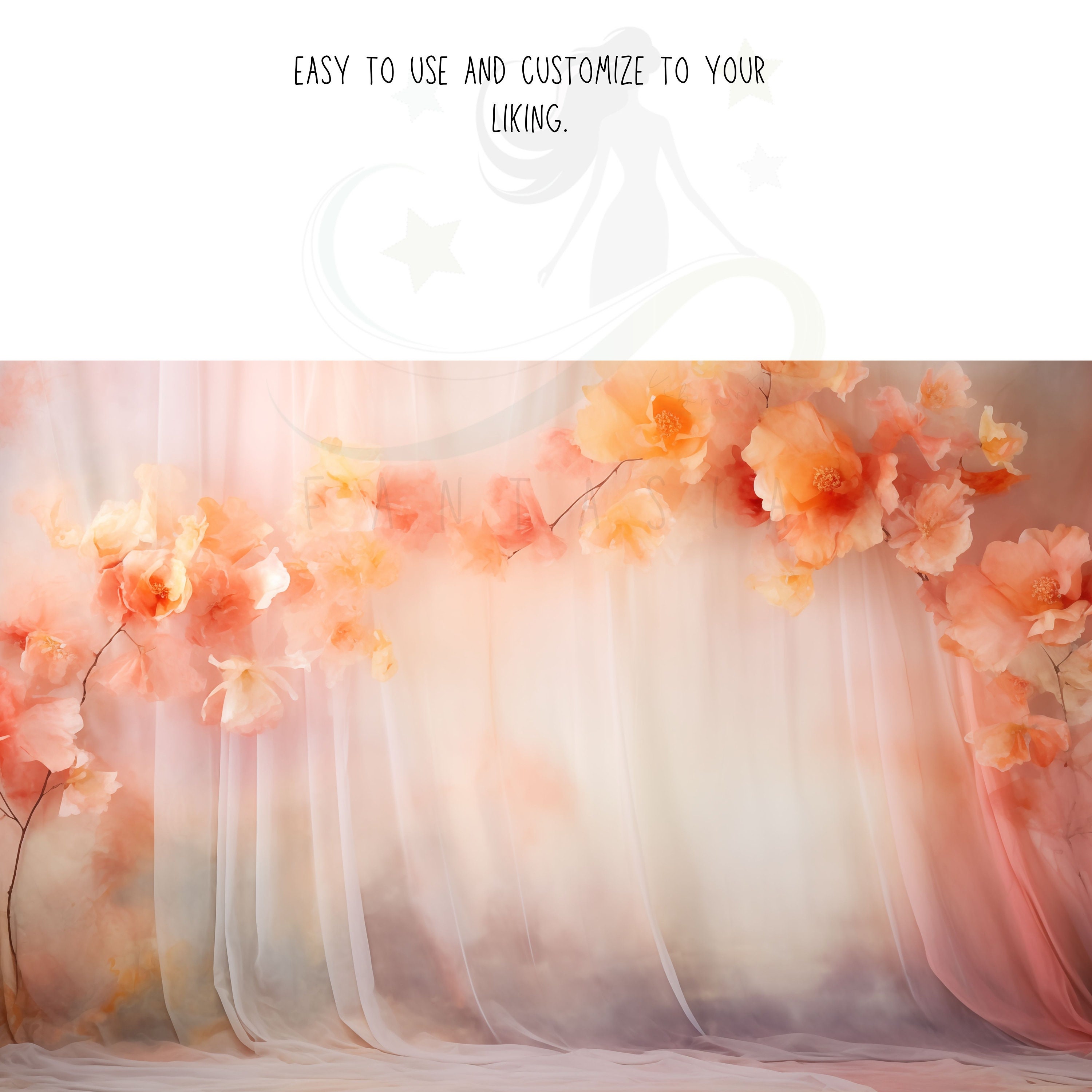 Peach Cream Blossoms Digital Backdrops: Floral Fine Art Textures (PNG ...